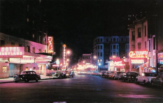 Stunning Real Photo Postcards Captured Street Scenes at Night in the 1960s