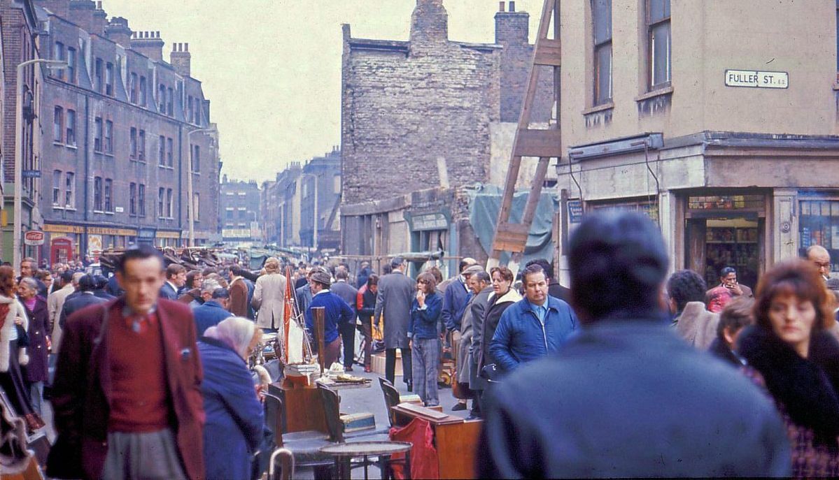 People Shopping At London's Cheshire Street Market in October 1973