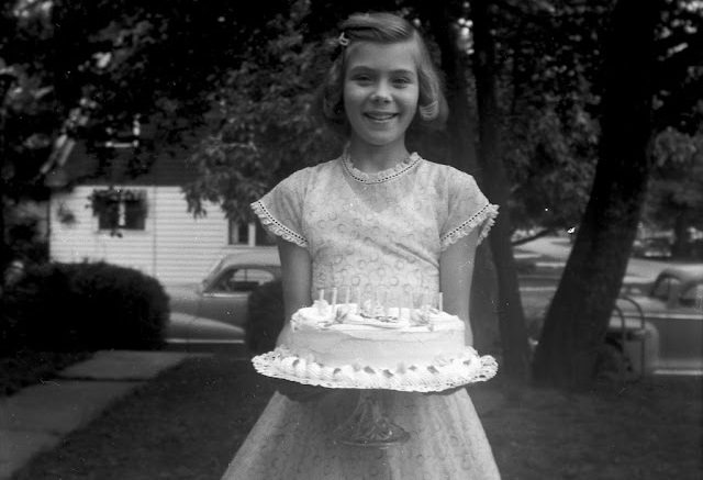 Girl Posing with her Birthday Cake Each Year from When She Was One Year ...